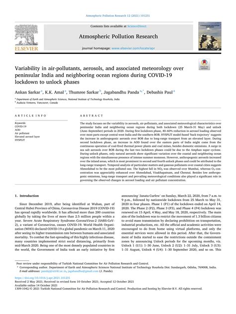 Pdf Variability In Air Pollutants Aerosols And Associated