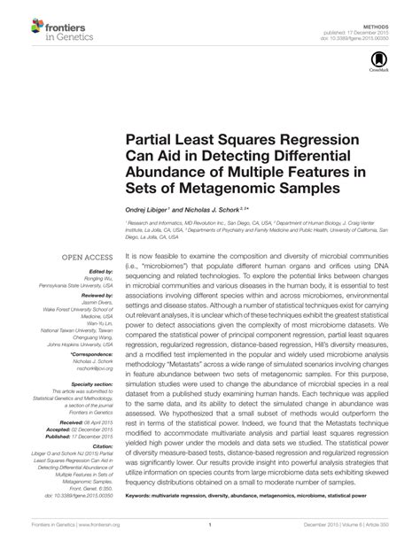 pdf partial least squares regression can aid in detecting