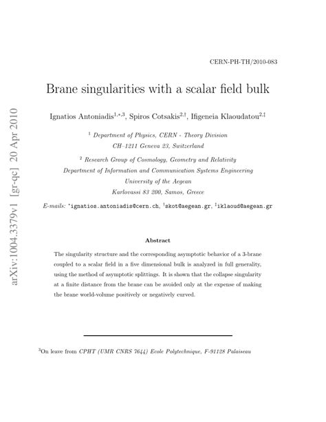 Pdf Brane Singularities With A Scalar Field Bulk