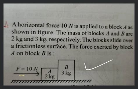 a horizontal force 10n is applied to a block a as shown in figure the ma