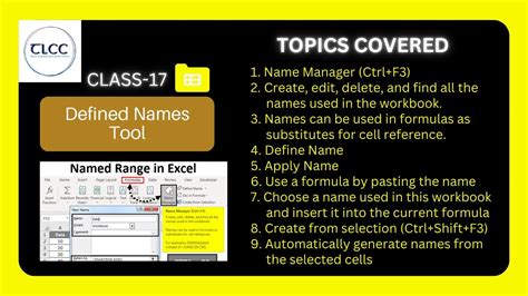 17 excel class define name manager tool live class tlcc youtube