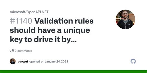 Validation Rules Should Have A Unique Key To Drive It By Configuration Issue Microsoft