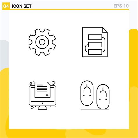 4 Universal Line Signs Symbols Of Cogs Exam Wheel Planning Test Editable Vector Design Elements