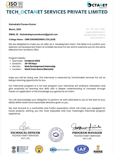 Kalmakalla Praveenkumar On Linkedin Octanet Octanetinternship Octanetsoftwareservices