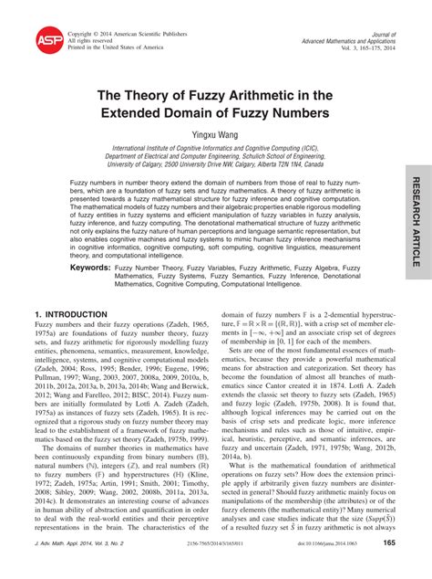 Pdf The Theory Of Fuzzy Arithmetic In The Extended Domain Of Fuzzy