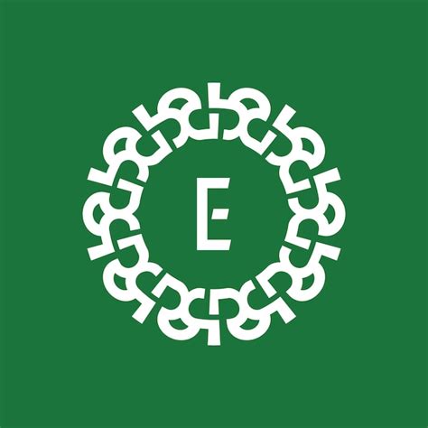 자연 및 유기 원 블럼 이니셜 글자 E 로고 프리미엄 벡터
