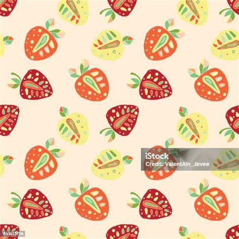 원활한 벡터 손으로 그려진된 유치 한 패턴 국경 과일 잎 씨앗 귀여운 Chaildlike 딸기 드롭스 요 낙서 스케치 만화