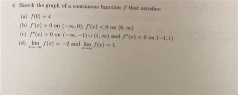 Solved 4 Sketch The Graph Of A Continuous Function F That