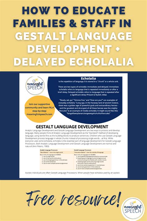 Gestalt Language Development Delayed Echolalia Freebie Artofit