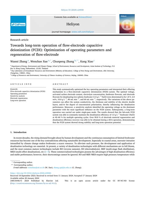 Pdf Towards Long Term Operation Of Flow Electrode Capacitive