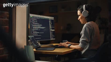 Brazilian Female Programmer Working On Computer At Home Brilliant Female IT Programer Using