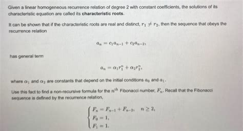 solved given a linear homogeneous recurrence relation of