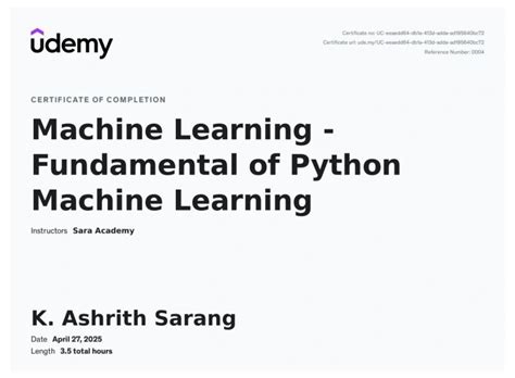 Completed Python And Machine Learning Course K Ashrith Sarang Posted