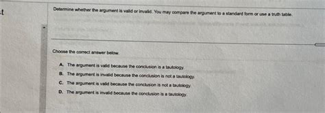 Determine Whether The Argument Is Valid Or Invald Chegg