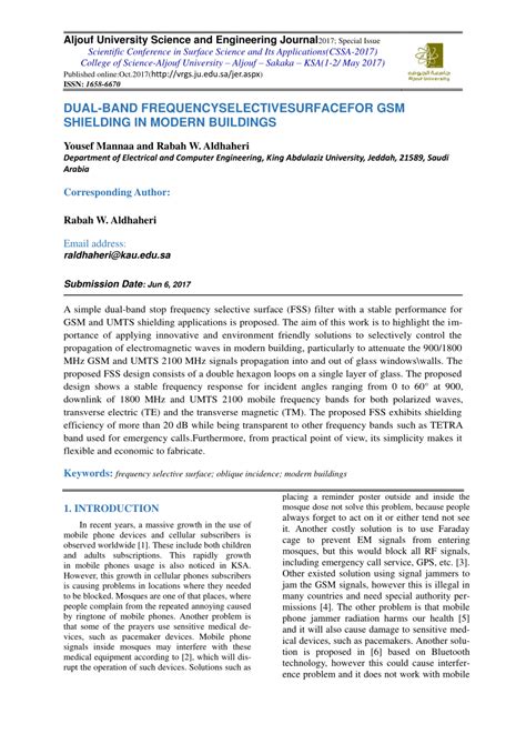 Pdf Dual Band Frequency Selective Surface For Gsm Shielding In Modern Buildings