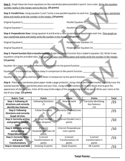Linear Functions Project Stained Glass By Jessica Yaklin Tpt