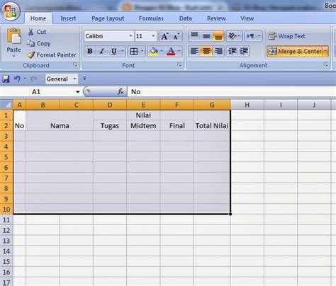 Membuat Tabel Di Excel R Blog