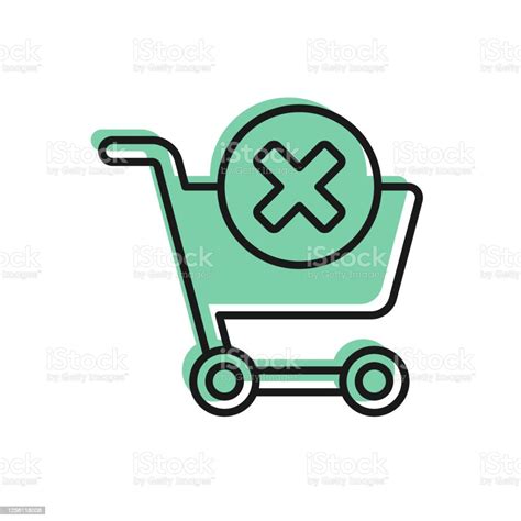 검은 색 줄 흰색 배경에 격리 된 장바구니 아이콘을 제거합니다 온라인 구매 개념 배달 서비스 슈퍼마켓 바구니와 X 마크 벡터 일러스트레이션 개념에 대한 스톡 벡터 아트 및