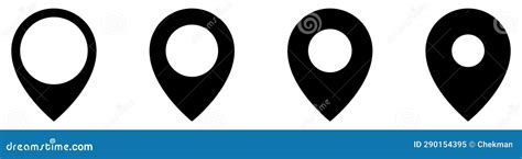 Location Icon Set Navigation Pointer Black Icon Stock Vector Illustration Of Marker
