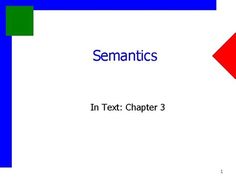 Semantics In Text Chapter Outline Semantics
