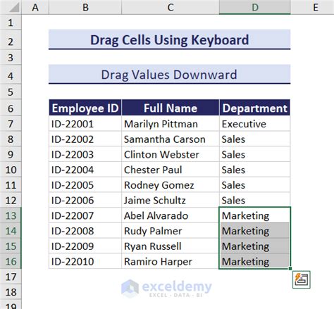 How To Drag Cells In Excel Using The Keyboard 2 Methods Exceldemy