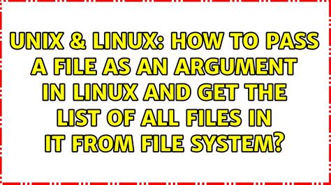 How To Pass A File As An Argument In Linux And Get The List Of All Files In It From File System