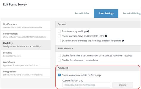 Form Settings Add A Custom Favicon To Your Forms Snapforms