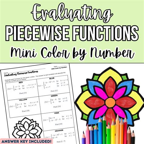 Evaluating Piecewise Functions Mini Color By Number Activity TPT