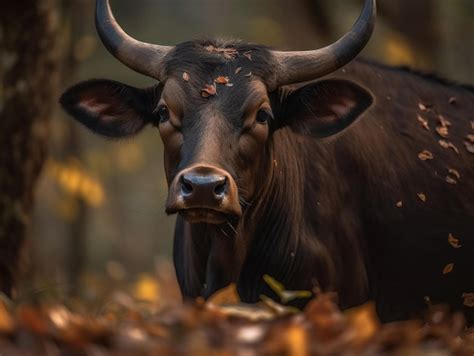 Premium Ai Image Gaur Close Up Portrait Created With Generative Ai Technology