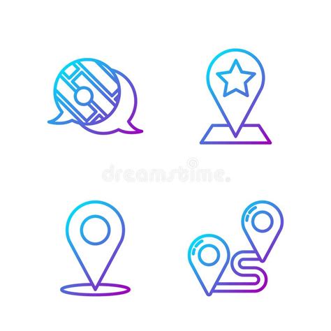Set Line Route Location Location Infographic Of City Map Navigation