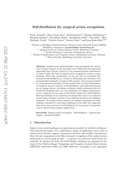 Pdf Self Distillation For Surgical Action Recognition