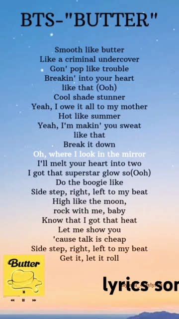 Bts Butter Lyrics Song😘 Youtube