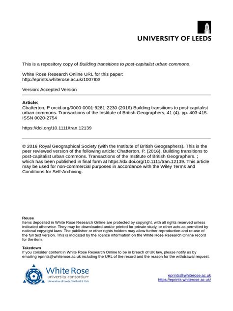 Building Transitions To Post Capitalist Urban Commons Lilac Case Study Pdf Economies