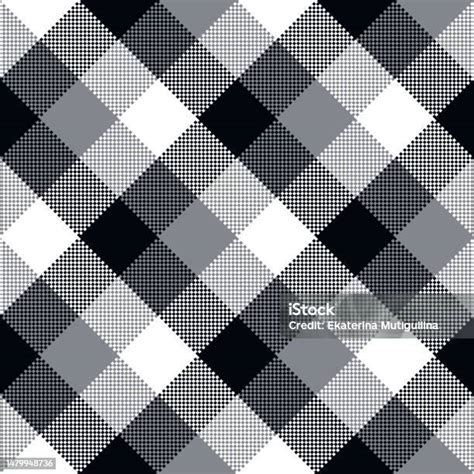 블랙 화이트 격자 무늬 원활한 패튼 벡터 대각선 체크 무늬 흑백 격자 무늬 질감 배경 전통적인 패브릭 프린트 패션 프린트 디자인을 위한 격자무늬 질감 0명에 대한 스톡 벡터