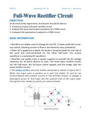 FULL WAVE RECTIFIER CIRCUIT Pdf NEC Experiment No B Electronics Laboratory