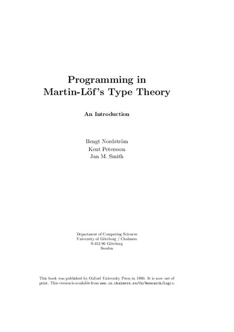 pdf programming in martin löf s type theory an introduction