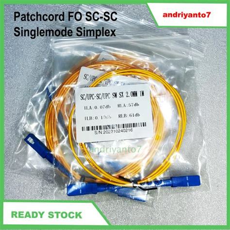 Jual Patchcord Fo Sc To Sc Singlemode Simplex 1m Kota Depok