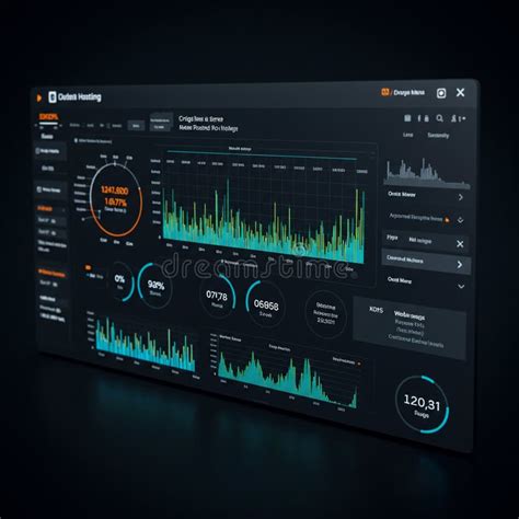 Digital Dashboard With A Dark Theme Displaying Various Data Visualizations Including Stock