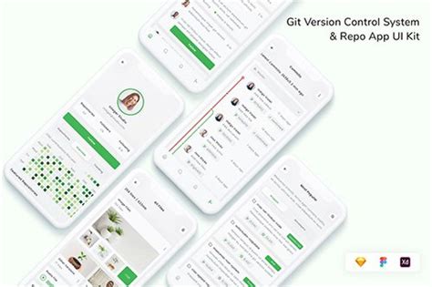 Git Version Control System And Repo App Ui Kit Ui Kits Free Psd Templates