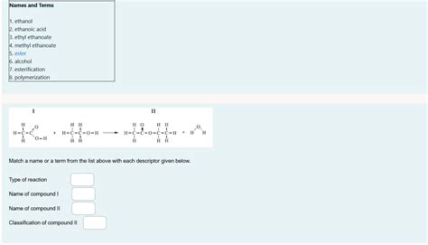 Solved Names And Terms1 ﻿ethanol2 ﻿ethanoic Acid3 ﻿ethyl