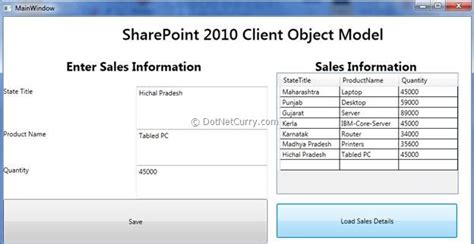 WPF Interface For SharePoint Client Object Model DotNetCurry