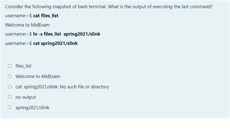 solved consider the following snapshot of bash terminal
