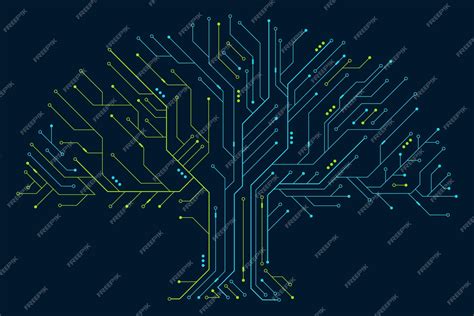Premium Vector Circuit Board Tree Tree Data Technology Circuit Line Abstract Futuristic