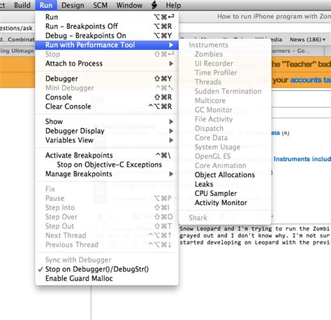 Objective C How To Run Iphone Program With Zombies Instrument