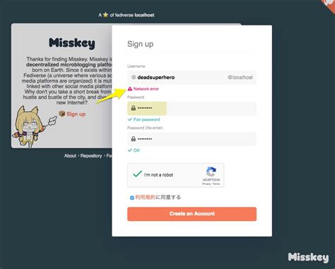 Localhost Installation Network Error On Sign Up · Issue 1795