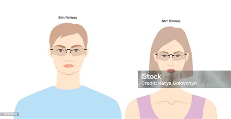 여성과 남성의 슬림한 무테 프레임 안경은 플랫 캐릭터 패션 액세서리 일러스트레이션입니다 선글라스 전면 View 개인 장식품에 대한 스톡 벡터 아트 및 기타 이미지 Istock