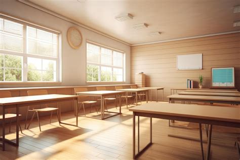 Premium Photo Whiteboard Desks And Tidy Empty Classroom Back To School Generative Ai