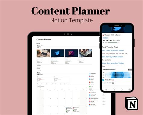 Content Planner Notion Template Social Media Planner Notion Template Notion Dashboard Notion