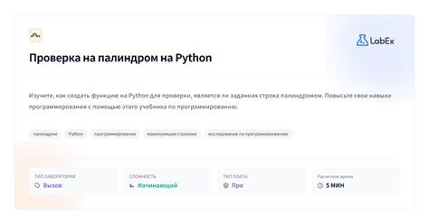 Проверка на палиндром на python labex
