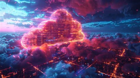 3d Concept Of Big Data Cloud Storage Stock Illustration Illustration